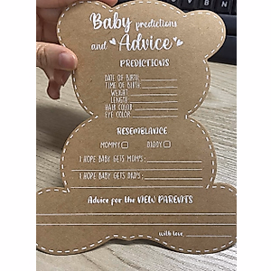 Baby Shower Games - Boy or Girl - We Can Bearly Wait Teddy Bear Baby Shower Advice Cards for Parents to Be - Set of 50 - Woodland Baby Shower Games (Teddy Bear)