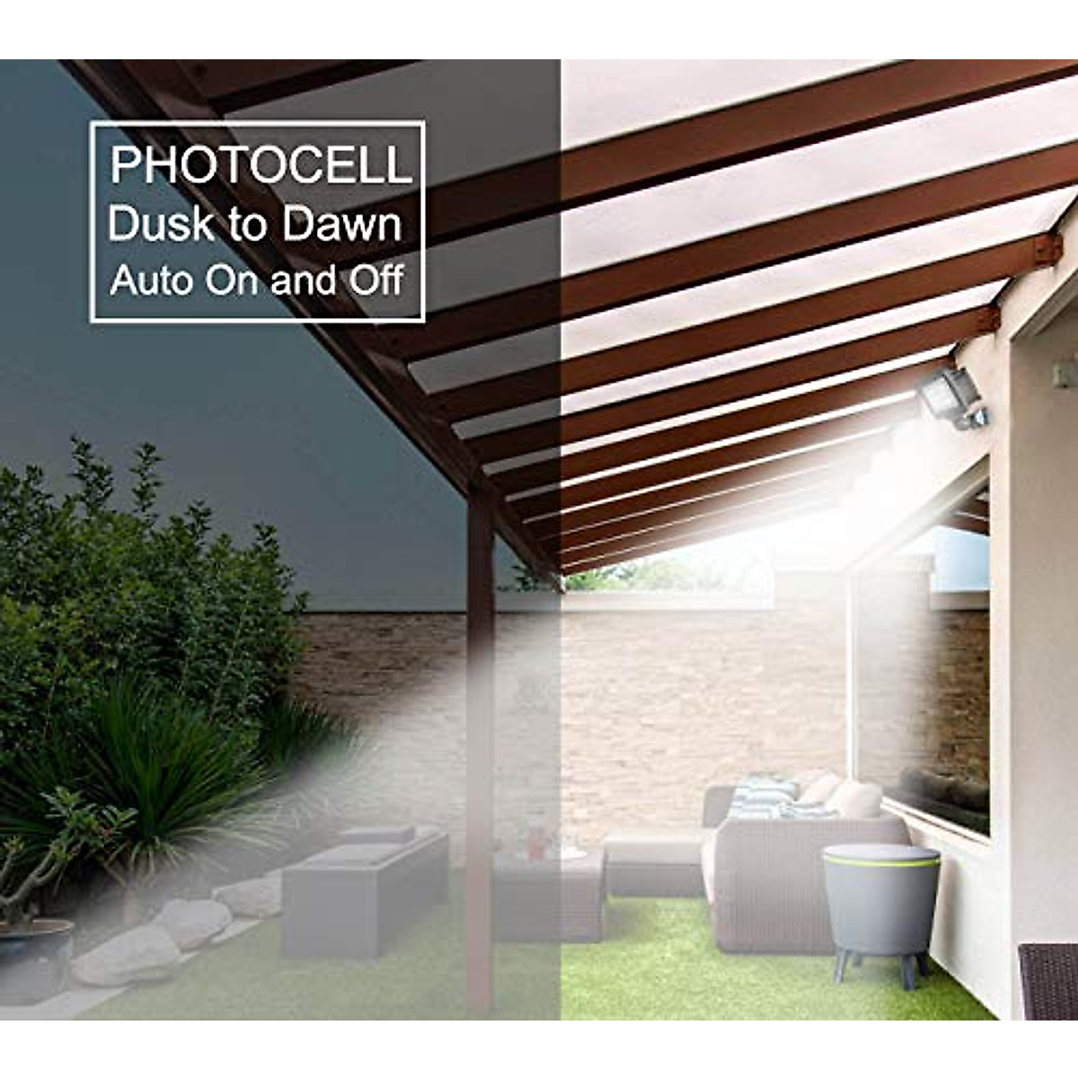 DAKASON 30W LED Flood Light Outdoor, Dusk-to-Dawn Photocell 180° Adjustable Knuckle, 3900LM 5000K Replaces 100W HPS/MH, IP65 Waterproof Outdoor Security Lighting Fixture, 100-277Vac, ETL Listed