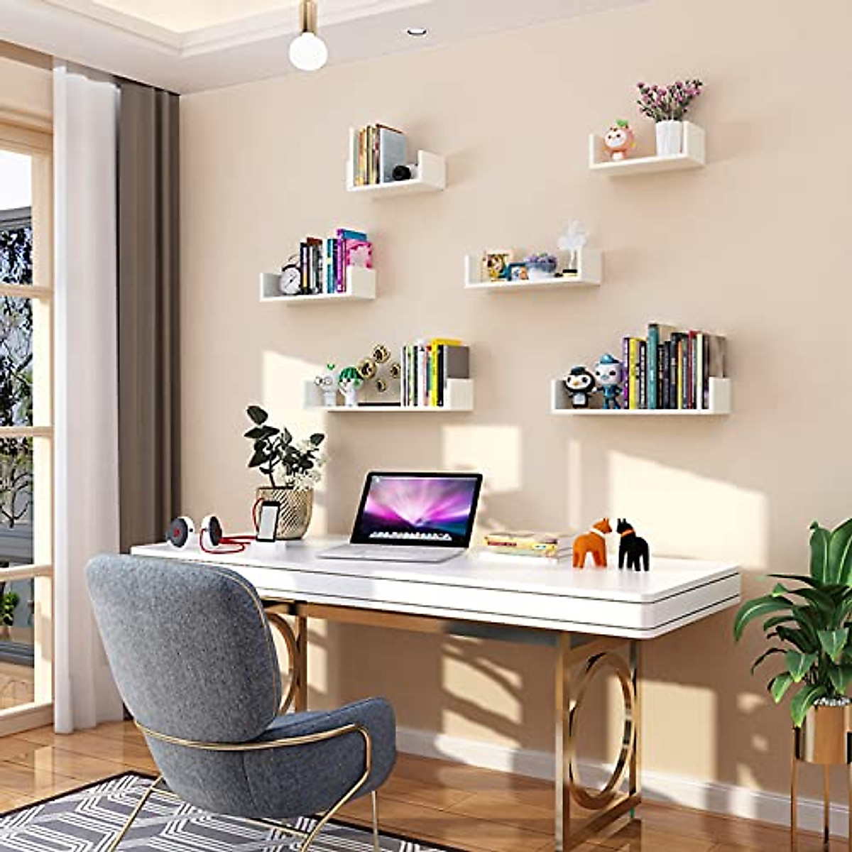 JDMTM Floating Shelves Floating Shelves Wall Mounted Set of 3 Rustic Wood Shelves for Wall Storage for Bedroom Bathroom Living Room Kitchen Laundry Room Storage & Decoration 11.8in，15.7in，23.6in Blue