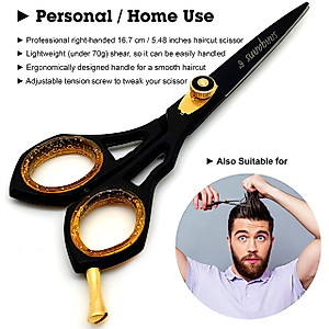 Saaqaans Professional Barber Shears Kit Tools - Hair Cutting Scissors Set for Hairdresser/Hair Salon + Thinning/Texture Hairdressing Haircut Shear for Beautician + Straight Razor + 10 Blades with Case