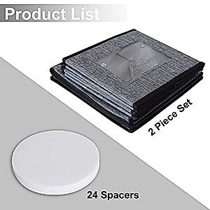 homyfort China Storage Containers With Lid and Handles, Dinnerware Storage Box for Dishes with 12 Felt Dividers, Hold 24 Plates, 12x 12 , Set of 2, Grey