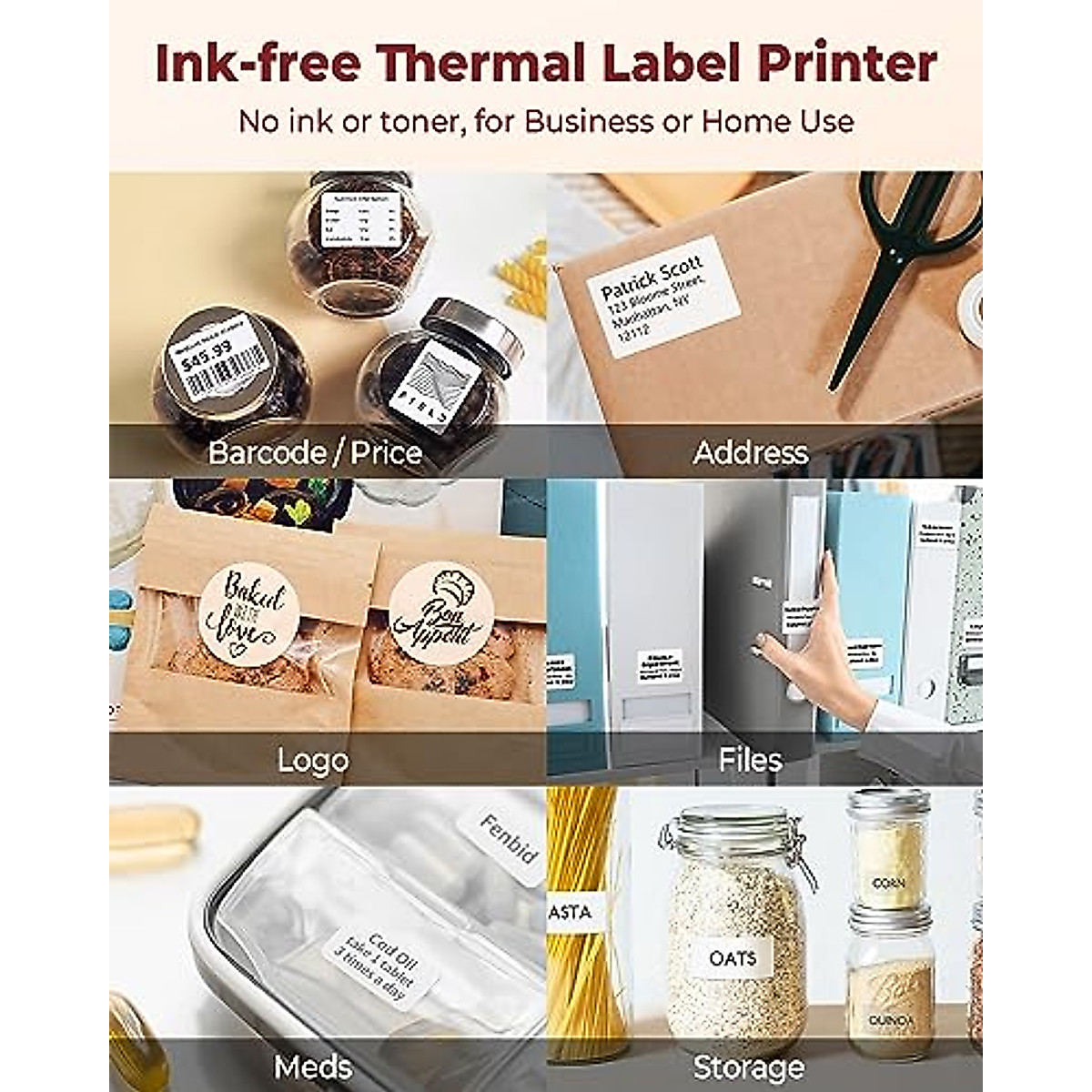 Phomemo Label Printer - M110 Thermal Label Printer, Upgraded Bluetooth Portable Label Maker for Product, Address, Small Business, Sticker, Home, DIY for Phone/Tablet/PC/Mac, with 100 Labels, Baby Pink