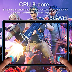 2023 Newest 128GB ROM + 6GB RAM Storage Tablet with Keyboard 10 Inch, Android 11 Tablet Newest Octa-core Processor, 2 in 1 Tablet with 1 Sim Slot+ 5G Dual WiFi network, 1920x1200 HD Display -Blue