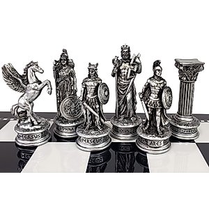 Greek Mythology Olympus Gods Zeus vs Poseidon Set of Chess Men Pieces Bronze and Pewter Color - NO Board