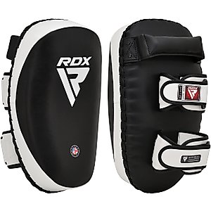 RDX Thai Pads for Kickboxing Muay Thai with Solid Handle Grip, Maya Hide Leather Curved Strike Shield for Boxing MMA Taekwondo Martial Arts, Training Combat Sports Knees Elbows Kicks Punches