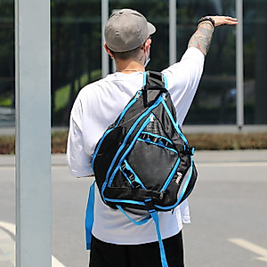 SEEU Large Sling Bag Backpack with Shoe Pocket, 32L Multi-Pocket Gym Bag (Blue)