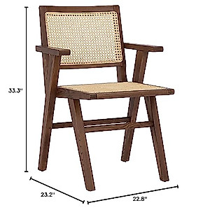 SAFAVIEH Couture Home Collection Hattie Walnut/Natural French Cane Living Room Dining Arm Chair (Set of 2) SFV4115D-SET2