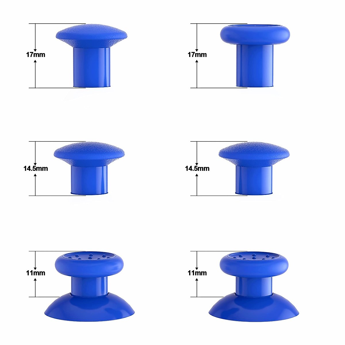 eXtremeRate ThumbsGear Interchangeable Ergonomic Thumbstick for PS5 Controller, for PS4 All Model Controller - 3 Height Domed and Concave Grips Adjustable Joystick - Blue