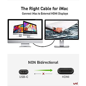 uni USB C to HDMI Cable for Home Office 6ft (4K@60Hz), USB Type C to HDMI Cable, Thunderbolt 4/3 Compatible with MacBook Pro 2021/2020, MacBook Air,iPad Pro 2021, Surface Book 2, Galaxy S22 and More