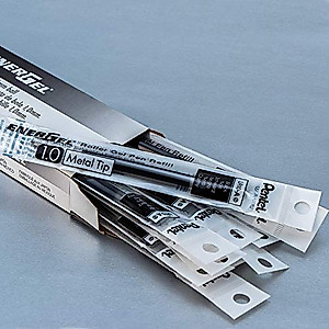 Pentel Refill Ink for BL60 EnerGel Liquid Gel Pen, 1.0mm, Metal Tip, Black Ink, Box of 12 (LR10-A-12)