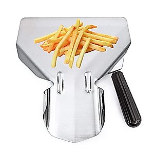 QJFCare Stainless Steel French Fry Bagger Scoop Chip Popcorn Bagger Ice Candy Snacks Desserts Scooper with Removable Handle - Right Hand
