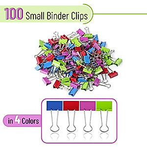 Mr. Pen- Colored Binder Clips, 0.75”, 100 Pack, Small Binder Clips, Mini Binder Clips, Small Binder Clips 3/4 inch, Clips Office Supplies, Binder Clips Small Size, Colorful Binder Clips