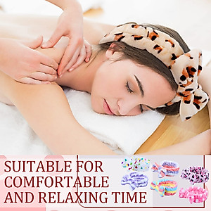 Jexine 24 Pieces Facial Makeup Headbands Spa Headband Bulk Bow Hair Head Band Fluffy Plush Headband with Gift Bags for Women Girls