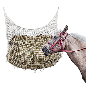Saihisday Slow Feed Hay Net Bag, 63"x40" Extra Large Feed Bag, Mesh Holes Hanging Net, Horse Corner Feeder, Goats Full Day Hay Feeder