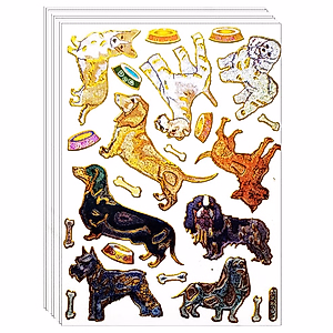 Stickers Glitter Pack 10 Sheets Dachshund Dog Puppy Dog Stickers Waterproof Removable Arts 3D Cartoon Kids Classic Toys School Sticker Craft Scrapbooking