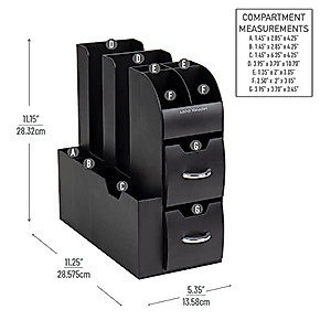 Mind Reader Anchor Collection, 11-Compartment Cup and Condiment Organizer with 2 Drawers, Black