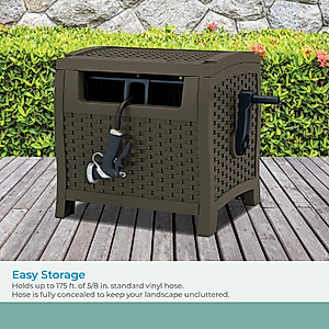 Suncast 175 ft. Wicker Style Resin Hose Hideaway with Hose Guide, Java