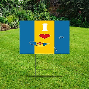 Autravelco I Love My Country Madeira Yard Signs with Stakes Party Supplies Décor for Rent 12x18 Inch Personalized Yard Lawn Sign Country Flag Patriotic Metal Lawn Sign for Real Estate House