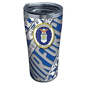 Tervis Air Force Stainless Steel Tumbler with Clear and Black Hammer Lid 20oz, Silver