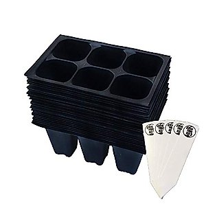 The Hydroponic City Seed Starter Tray, 144 Cells (24 Trays - 6 Cells Per Tray) + THCity Stakes