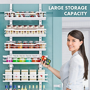 KUSVC Over The Door Pantry Organizer，9-Tier Over The Door Organizer with Adjustable Basket，Metal Hanging Pantry Organizers and Storage for Kitchen, Back of Door Seasoning Rack