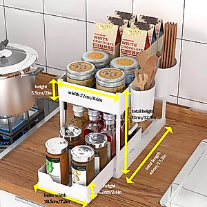 LONONE Under Sink Organizers and Storage Kitchen 2 Pack Under Sink Organizer Storage Pull Out Sliding Cabinet Organizer Pull Out Shelves Under Kitchen Sink,White