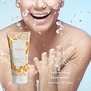 Nabia Plant-based Natural Face Wash with Vitamin C: Gentle and Clean Revitalizing Cleanser, 5.07 Fl Oz