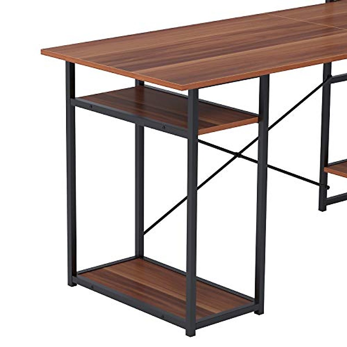 sogesfurniture Computer Desk 54 inches with 4 Tier Storage Shelves, Modern Large Office Desk Computer Table Studying Writing Desk Workstation with Bookshelf and Tower Shelf for Home Office