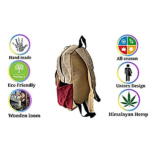 Zillion Craft Classic Back Pack from Himalayan core Hemp Fiber. Best fit for School College and Outdoor Activities with Comfort and Style.Hand Made Hemp Backpack with Unisex Design