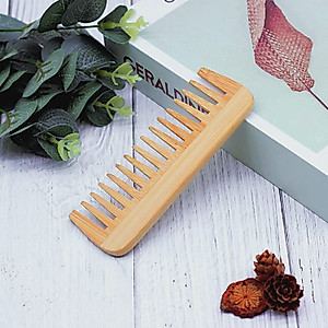 Mnixy Bamboo Wide-Tooth Comb, Large Hair Detangling Comb, Wooden Curls Comb, Anti Static for Long Hair, Natural Material, Well Made, For All Hair Types, No Handle Design, Travel Friendly