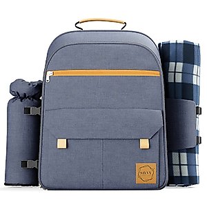Savvy Comfort | Picnic Backpack Set for 4 with Large Cooler Backpack, Waterproof Picnic Blanket, Insulated Bottle Holder & Cutlery Set. Picnic Basket in a Backpack- for The Beach, Park, Date Night