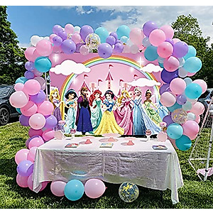 Princess Rainbow Backdrop Dreammy Pink Castle Shining Photography Background Girl Children Baby Shower Birthday Party Decoration Photo Studio Booth Props 7x5FT