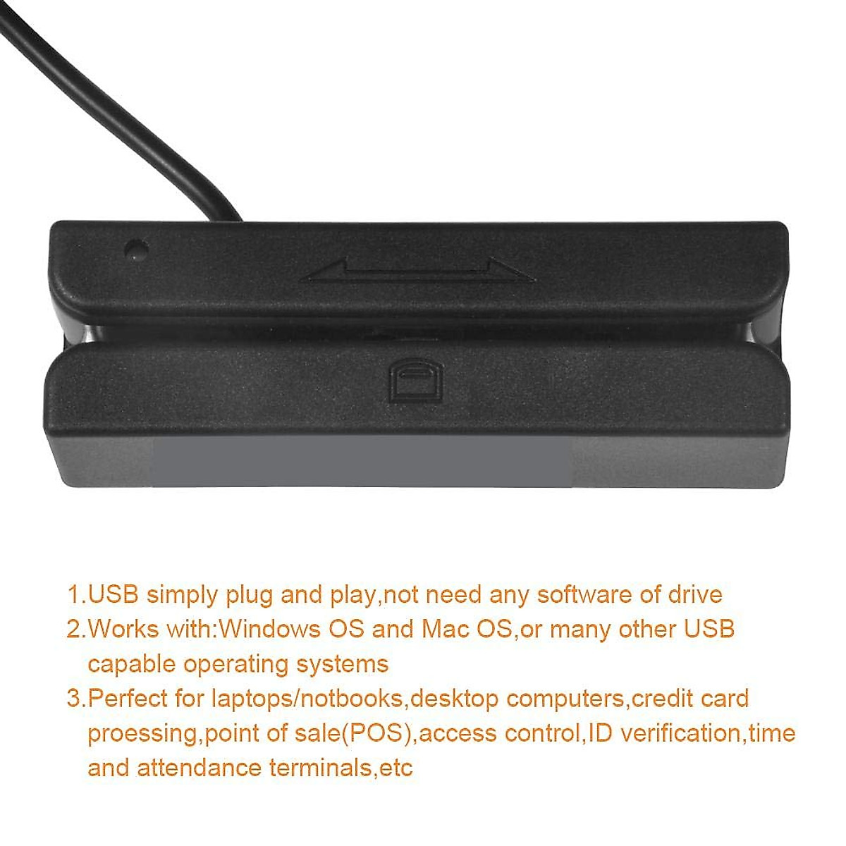 Zerone USB Mini Magstripe Reader Encoder Mag Strip Card Credit Card Hi-Co Swiper 3 Tracks Bidirection Swipe with USB Keyborad Emulation Output