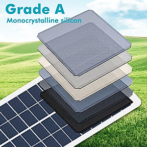 Maxmartt Solar Charger,15W Portable Solar Panel 12V Solar Battery Trickle Charger Maintainer Solar Cells Battery Charger (with Battery Clip)
