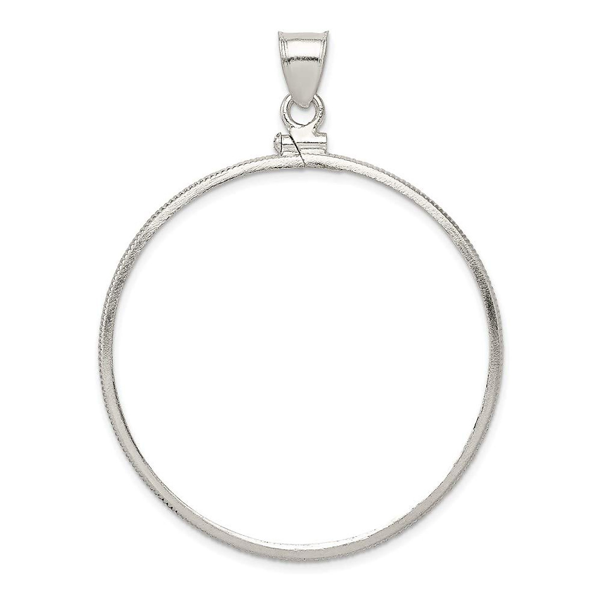 Sterling Silver 40.6 x 3.1mm Screw Top Coin Polished Bezel Pendant 40.6mm 3.1mm style QBP8