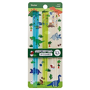 Skater AA2T-A Clear Acrylic Chopsticks, 6.5 inches (16.5 cm), Set of 3, Dinosaurus, Made in Japan