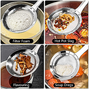 Stainless Steel Fine Mesh Strainer, Set of 3 Sizes Fine Mesh Sieve for Kitchen Cooking, Long Handle Food Strainer Steel Colander (Set of 3 Sizes)