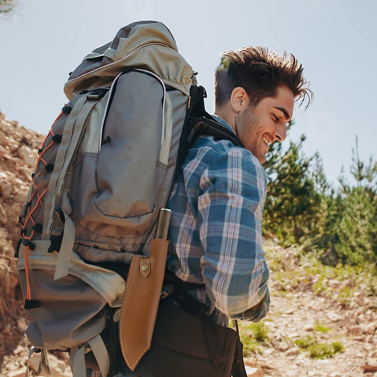 ZENG JIA DAO Heavy Duty Butcher Knife with Sheath High Carobon Steel Meat Cutting Cleaver for Slaughter - Outdoor Carry Hunting Knife