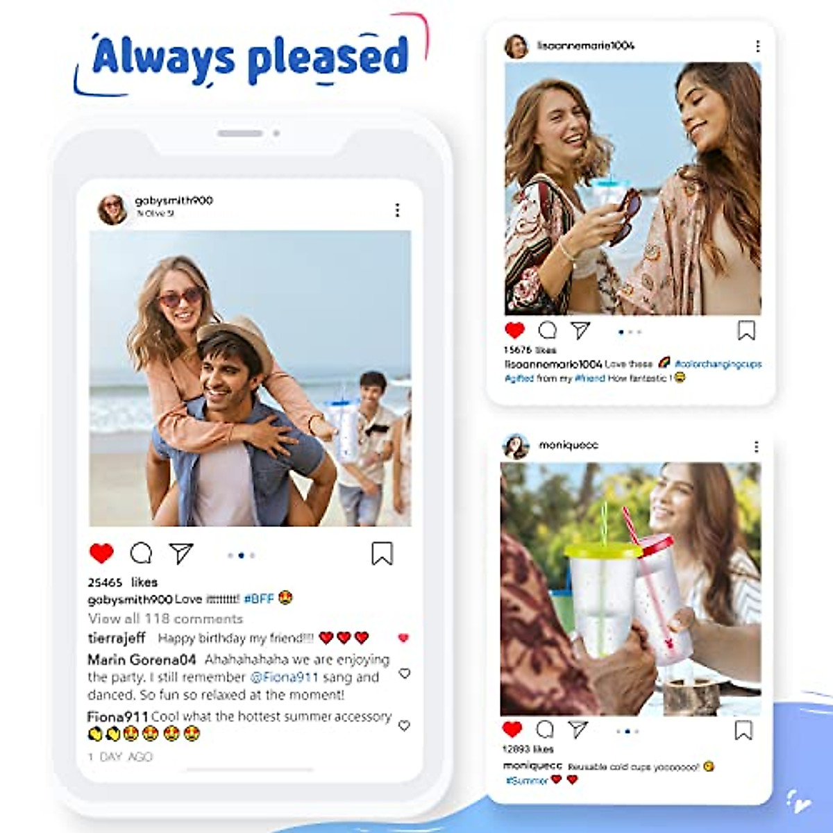 Meoky Color Changing Cups with Lids and Straws - 12 Pack 24oz Reusable Plastic Tumblers for Kids and Adults, Confetti Color Changing Cups for Iced Coffee, Party, Pool