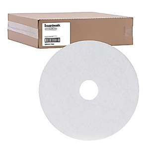 Boardwalk Polishing Floor Pads, 17" Diameter, White, 5/Carton