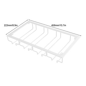 Wine Glasses Rack, Under Cabinet Stemware Glasses Racks Holder Wire Rail Hanging Drying Shelf Organizer Whisky Tasting Metal Hanger Glassware Cupboard for Bar Kitchen Restaurant RV 4 Rows(White)