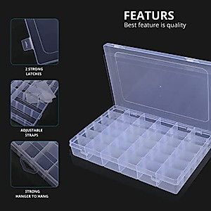 PANTRY X 36 Grids pack of 2 sets plastic organizer box with dividers for Bead organizer, Fishing tackles, Jewelry, Craft organizers and storage with adjustable dividers