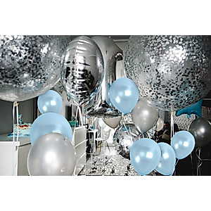 Treasures Gifted Metallic Light Blue Balloons - Baby Blue Balloons, Pastel Blue Balloons 12 Inch - Pastel Latex Balloons, Dusty Blue Balloons - Sky Blue Balloons - Metallic Blue Balloons 72