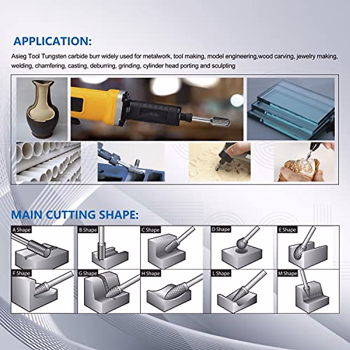 SB-5 Tungsten Carbide Burr Rotary File Cylinder Shape Double Cut with 1/4''Shank for Die Grinder Drill Bit