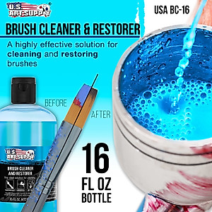 U.S. Art Supply Brush Cleaner and Restorer, 4 Ounce Bottle - Quickly Cleans Paint Brushes, Airbrushes, Art Tools - Cleaning Solution to Remove Dried On Acrylic, Oil and Water-Based Paint Colors
