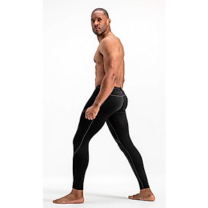 DEVOPS Men's Thermal Compression Pants, Athletic Leggings Base Layer Bottoms (2 Pack) (Large, Black/Black)