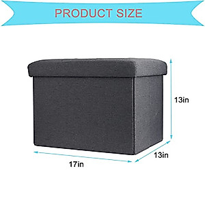ALASDO Storage Ottoman Folding Rectangle Cube Coffee Table Multipurpose Foot Rest Short Children Sofa Stool Linen Fabric Ottomans Bench Foot Rest for Bedroom L17W13H13(Grey)