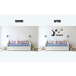 Basketball Player Personalized Name Nursery Wall Decal Vinyl Sticker | Multiple Font Options | Custom Kids Room Décor | Bedside Decals | Children’s Room | Car | Laptop