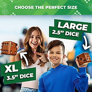 SWOOC Games - Yardzee, Farkle & 20+ Giant Dice Games (All Weather) with Wood Bucket, 5 Scorecards & Marker - Yard Dice Outdoor Game - Large Dice Jumbo - Giant Yard Games - Outside Games - Lawn Games