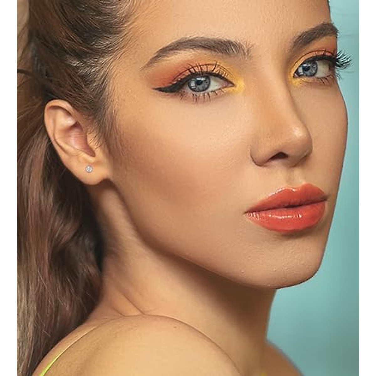 Enticera 3mm G23 Titanium Earrings for Sensitive Skin Handmade Flower Screw Back 5A+Cubic Zirconia Earrings 20g 14K Gold Hypoallergenic Nap Earrings for Helix Cartilage Piercing White